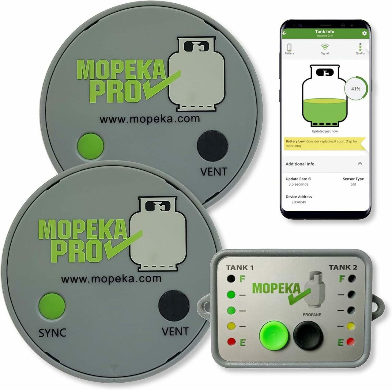 KOMPLEKT Mopeka Pro Check Bluetooth gaasitasemeandurid (2tk.) + LED Display (1tk.) – 4camper.ee